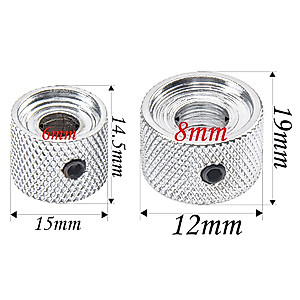 2Pcs Yootones Metal Guitar Dual Concentric Stacked Control Knobs Compatible with Electric Guitar Bass (Silver)