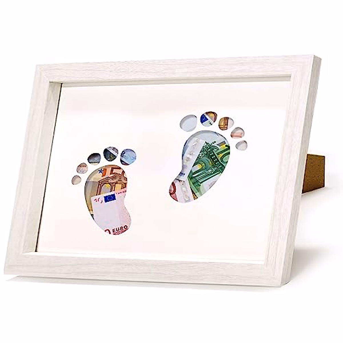Tarklanda Money Gift Picture Frame,Wooden Money Frame Creative Kids Feet Money Gift Frame,A5 Wood Frame Money Gift Idea for Baby Shower Girls Boys Friends Family Photo Frame 6.7x9.0 inch (feet)