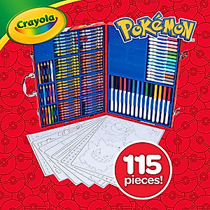 Crayola Pokémon Imagination Art Set (115pcs), Kids Art Kit, Coloring Supplies, Pokemon Toys, Pokemon Gift for Boys & Girls