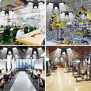 RUNDA LED Garage Lights, 60W Deformable Garage Ceiling Light 6000LM E26 Basement Light with 3 Adjustable Panels LED Light Bulbs for Workshop, Barn, Warehouse and More