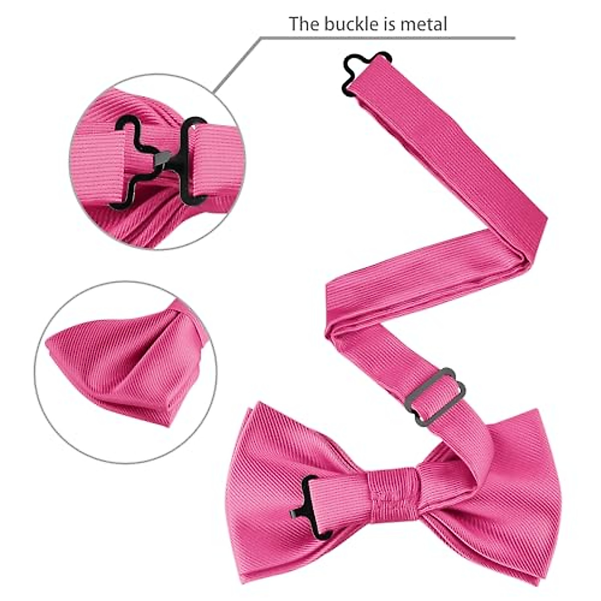 Allegra K Men's Solid Color Pre-Tied Bow Tie with Matching Pocket Square Set for Wedding Party One Size Hot Pink