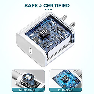 Fast Charger iPhone,Fast Apple Charger iPhone【Apple MFi Certified】2Pack USB C Wall Charger Fast iPhone Charger 6FT Type-C USB C to Lightning Cables for iPhone 14/13/12/11 Pro Max,Mini,8, iPad/AirPods