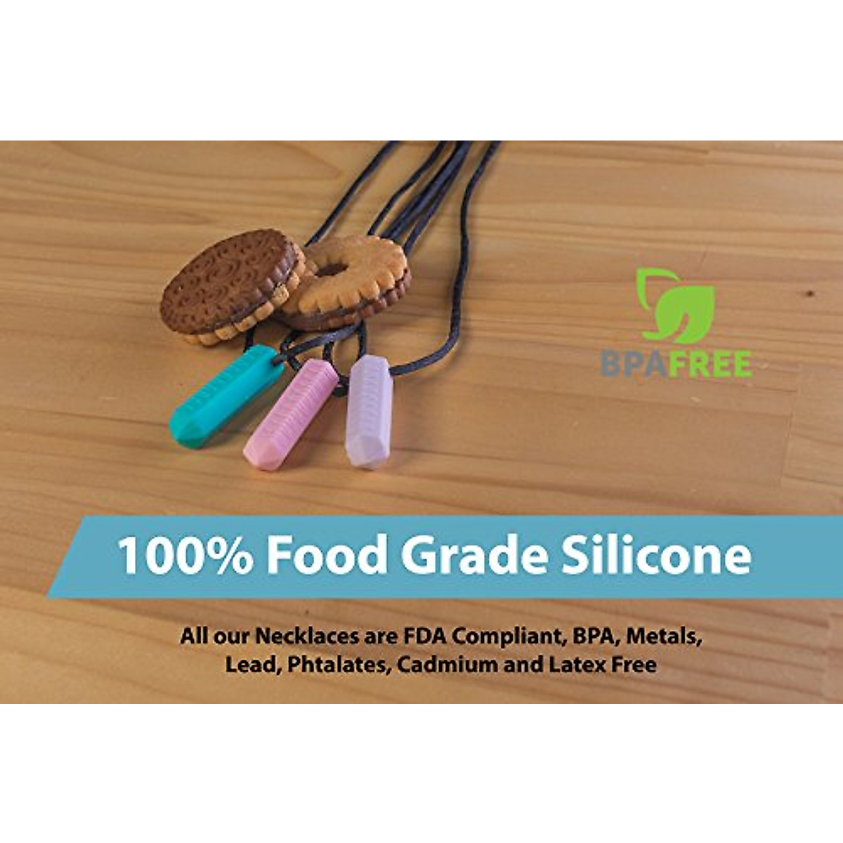 Tilcare Chew Chew Sensory Necklace – Best for Kids or Adults That Like Biting - Perfectly Textured Silicone Chew Necklaces