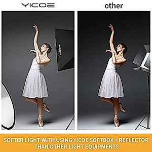 YICOE Softbox Lighting Kit with 60 cm Reflector Professional Continuous Studio Photography Equipment with 2 95W Bulbs 5500K for Filming Portrait Product Shooting Photography Video