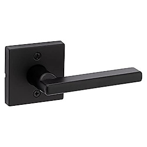 Kwikset Halifax, Door Handle Lever Passage Door for Hall and Closet with Microban, Square Rose in Matte Black