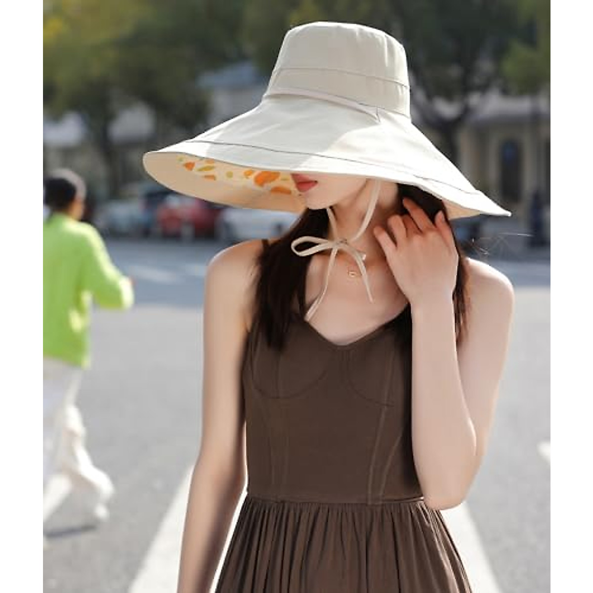 7 inch Wide Brim Women Sun Floppy Hat Summer Beach Bucket Fishing Hats Reversible Packable UV Protection for Hiking Garden Travel