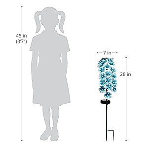 Exhart Garden Solar Lights, Cascading Blue Flower Garden Stake, 24 LED Flowers, Outdoor Lawn and Yard Decoration, 11.5 x 5.5 x 28 Inch