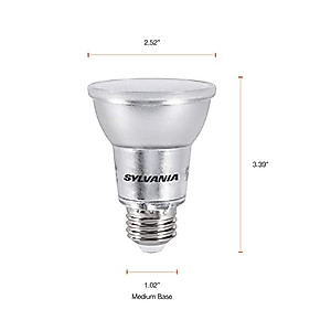 LEDVANCE Sylvania PAR20 LED Flood Light Bulb, 50W = 7W, Dimmable, 13 Year, Medium Base, 550 Lumens, Wet-Rated, 5000K, Daylight - 2 Pack (40400)