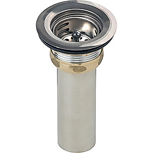 Elkay LK58 2" Drain Fitting with Type 304 Stainless Steel Body, Stainless Steel Strainer Basket, and Rubber Seal