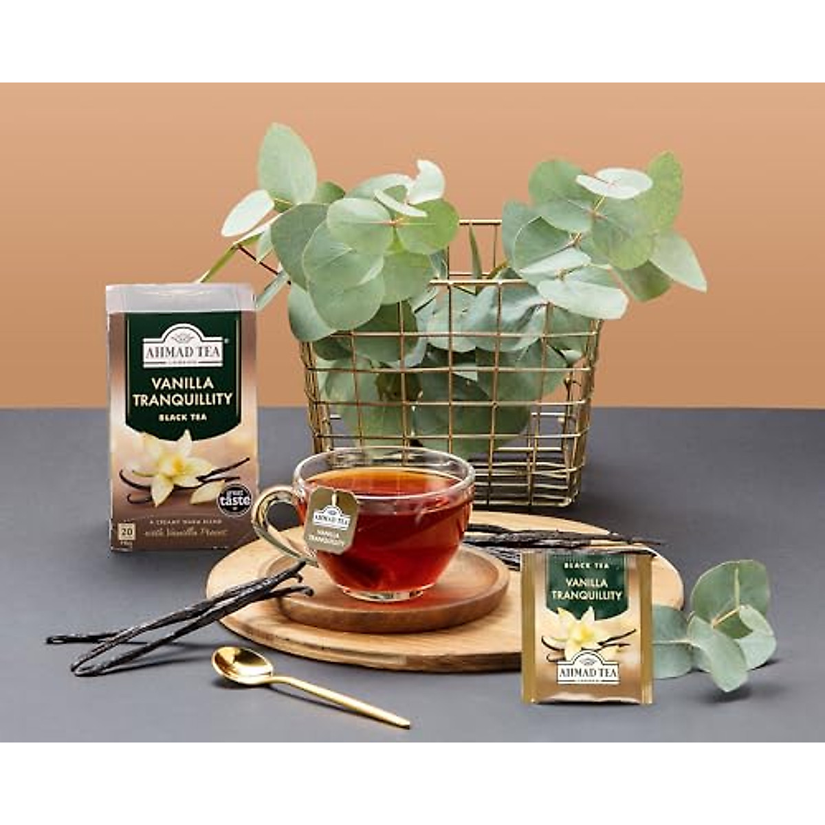 Ahmad Tea Black Tea, Vanilla Tranquility Teabags, 20 ct (Pack of 1) - Caffeinated & Sugar-Free
