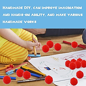 MORFEN 150 Pieces Pom Poms, 1 Inch Red Craft Pom Poms, Fuzzy Pompom Puff Balls, Small Pom Pom Balls for DIY Arts, Crafts Projects, Family Decorations