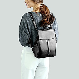 YALUXE Genuine Leather Fashion Women's Backpack for Women Handbag School Bag Shoulder Bag Tote for Women black