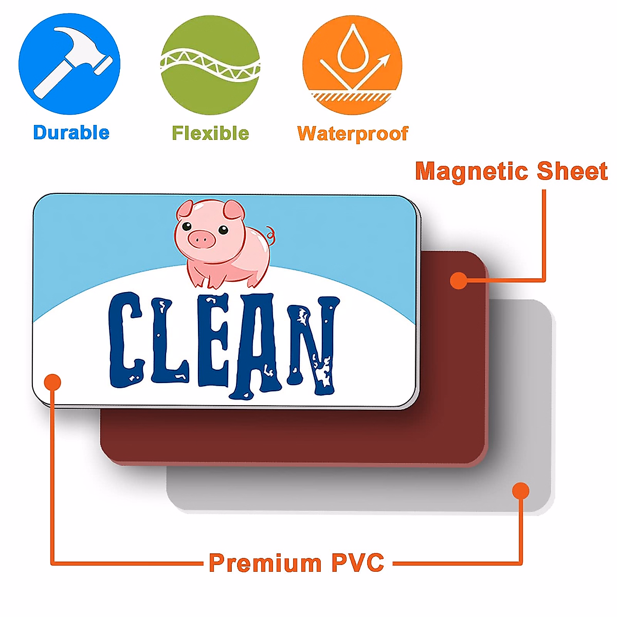 Monring Funny Dishwasher Magnet Clean Dirty Sign,Universal Strong Double Sided Clean Dirty Flip Indicator,Kitchen Magnet Sign for Dishwasher Refrigerator Washing Machine, 3.5x2x0.1inch (DM2)