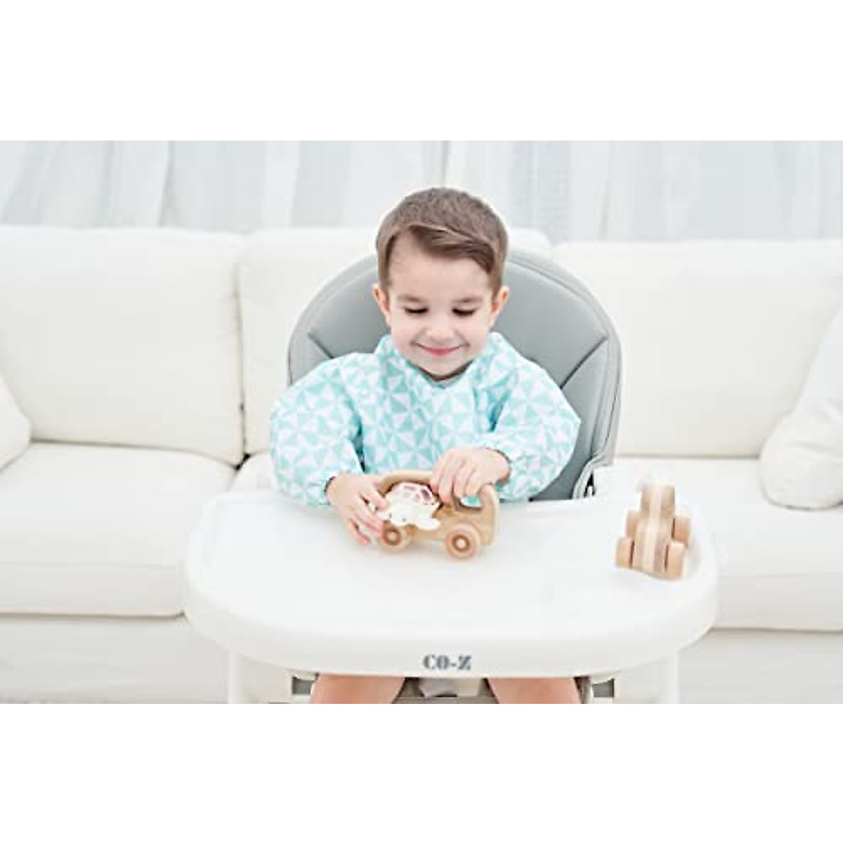 Little Dimsum Full Sleeved Feeding Bib 2 Pack,Baby & Toddler Waterproof Bib Apron,Food Protection Large Pocket Eating Smock 6-48 Months（L/Blue）