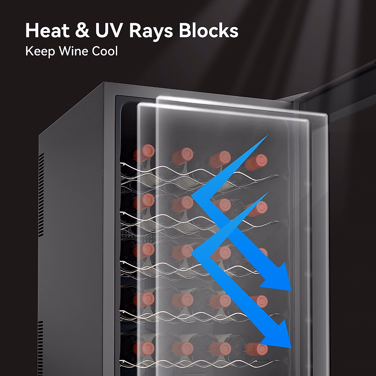 Fijinhom 32 Bottle Wine Cooler, Black, Thermoelectric Wine Fridge, 2.75 cu. ft. (78L), Freestanding Wine Cellar, Red Wine Storage for Small Kitchen, Apartment, Condo, RV