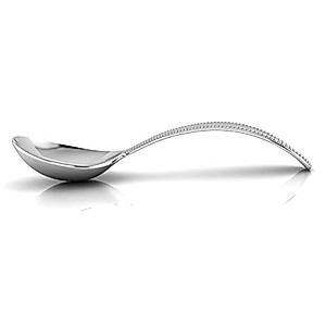 Krysaliis Sterling Silver Beaded Feeding Baby Spoon - Premium Quality Food Grade Standard .925 Solid Sterling Silver Spoon - Engravable Gift For Baby with a Beautiful Gift Box