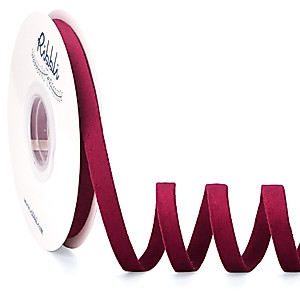 Ribbli Burgundy Velvet Ribbon Double Faced 3/8 Inch 10-Yard Spool Burgundy Ribbon Use for Christmas Tree Ornaments Gift Wrapping Wreath Decoration Wedding Boutonnieres