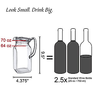 Amazing Abby - Quadly - Acrylic Pitcher (64 oz), Clear Plastic Water Pitcher with Lid, Fridge Jug, BPA-Free, Shatter-Proof, Great for Iced Tea, Sangria, Lemonade, Juice, Milk, and More