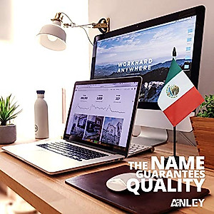 Anley Mexico Deluxe Desk Flag Set - 6 x 4 Inch Miniature Mexican Desktop Flag with 12" Solid Pole - Vivid Color and Fade Resistant - Black Base and Spear Top
