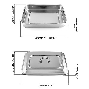 QWORK Medical Surgical Trays, 2 Pack Stainless Steel Dental Instruments Organizer Holder Sterilization Tray for Lab Instrument Supplies, 11.8" x 7.8" x 2"
