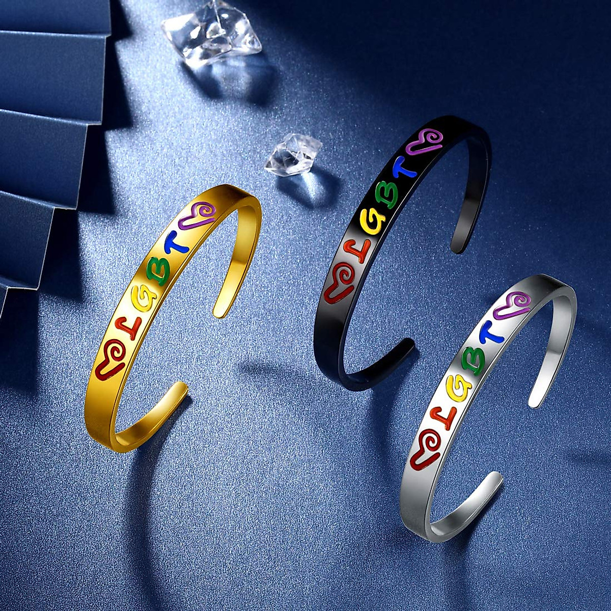 beautlace LGBT Bracelets 18K Gold Plated Gay & Lesbian Pride Bracelet Charm Jewelry for Men and Women KB0006Y