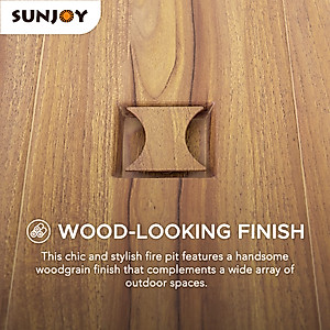 Sunjoy 38 in Fire Pit Table, Patio Propane Gas Burning Brown All-Weather Wicker Firepits Large Fire Table with Lid for Outside by AmberCove