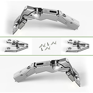 Apollo Direct (2 pc) 165 Degree Hinges Soft Close, Clip-on, Cam Adjust, Zero Protrusion for Lazy Susan Corner cabinets, Pull Out Drawer cabinets, Closets, Garage cabinets, mounting Plates (Included)