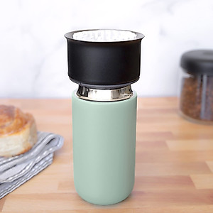 Fellow 12 oz Carter Move Travel Mug - Vacuum-Insulated Stainless Steel Travel Coffee Mug - Coffee Tumbler with Ceramic Interior and Splash Guard - Mint Chip
