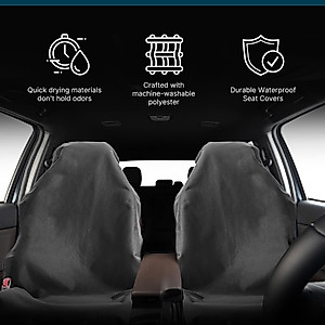 Dri Seats Waterproof Car Seat Cover – Premium Sweat Towel with Slip Resistant Backing for Front Seats in Cars, Trucks, SUVs – Universal Seat Liner, Easy Install, Machine Washable, Breathable– Black XL