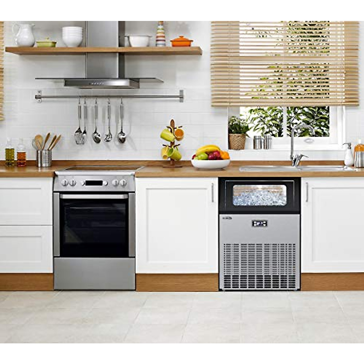 KoolMore - CIM198 Undercounter Ice Maker Machine, Commercial and Residential, Produces 198 lbs. of Cubes in 24 Hrs, Energy Efficient for Bar, Cafe, Restaurant or Event Use, Black