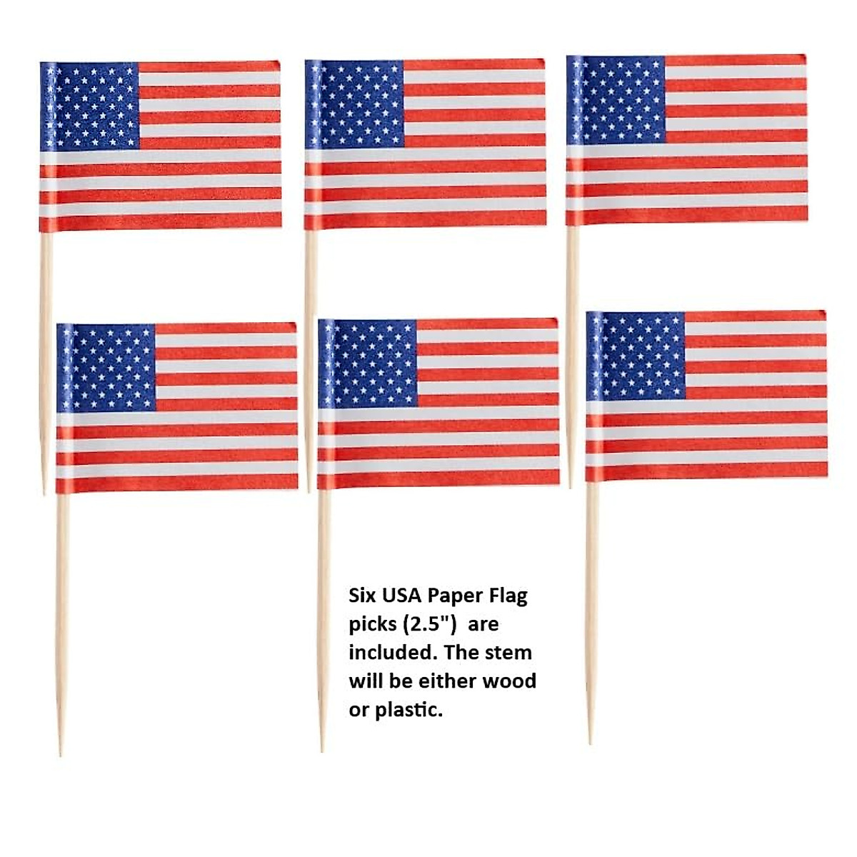 Oasis Supply, 8-Pack Patriotic Birthday Candles, 3.25-inch, Plus 6 USA! Food Flag Picks