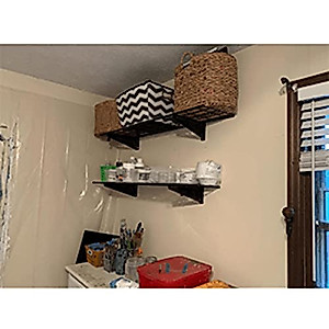 Qualward 2 Pack Garage Metal Shelving 1×4ft 12-inch-by-48-inch Wall Mounted Shelf Garage Storage Rack Heavy Duty, Black