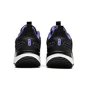AUPERF Women's Platform Air Walking Shoes Orthotic Arch Support Non Slip Wedge Tennis Sneakers Pain Relief Casual Work Shoe Black Purple Size 7.5