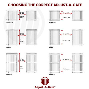 Adjust-A-Gate Steel Frame Lockable 2-Way Gate with Installation Building Kit, 36"-60" Wide Opening Up to 7' High