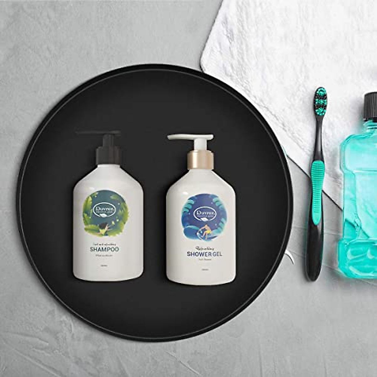 2-Tier Bathroom Countertop Organizer Decorative Tray Vanity Tray Cosmetic & Makeup Storage Standing Shelf, Black