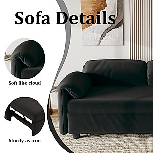 ARCLIS Pull Out Sofa Bed, 53'' Loveseat Sleeper, 3-in-1 Velvet Sleeper Sofa, Convertible Sofa Bed with Adjustable Backrest, Sleeper Couch for Living Room Bedroom Small Space (Black)