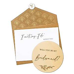 Jolicoon Will you be my bridesmaid wooden card with flip envelope and seal sticker - Bridesmaid proposal card