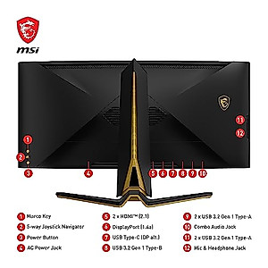 MSI MEG 342C QD OLED, 34" Curved Gaming Monitor, 3440 x 1440 (UWQHD), OLED, 0.1ms, 175Hz, FreeSync Premium, HDR 400, HDMI, DP Port, USB Type C, Tilt, Height