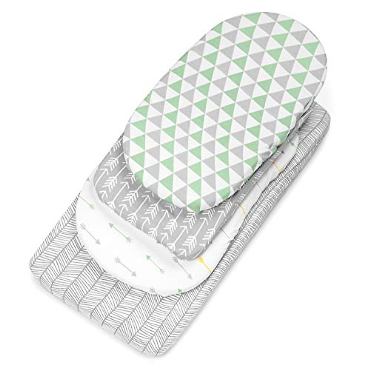 Bassinet Bed Sheets – Premium Bassinet Fitted Sheets 4 Pack – 100% Jersey Knit Cotton Cradle Sheets – Bassinet Bedding for Standard Size Oval or Halo Bassinet Pads – Bassinet Sheet for Boy & Girl