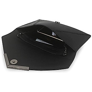 Dexmay Women Envelope Clutch Handbag Medium Saffiano Leather Foldover Clutch Purse Black