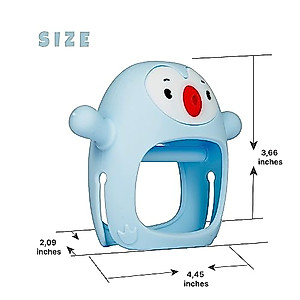 Kiddie Dream Penguin Soothing Baby Teething Toy, Teething Toys for Babies 0-6 Months, Baby Toys 0-3 Months, Newborn Toys, Baby Teether, Baby Must Haves, Durable and Non-droppable (Light Blue)
