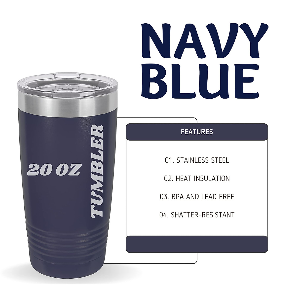 OEZZO Customized Tumblers With Names, Double Wall Personalized Bottles with Splash and Leak Proof Upgraded Slider Lid for Birthdays, Mom, Dad, Friends, Co-Workers (20oz, Navy Blue)