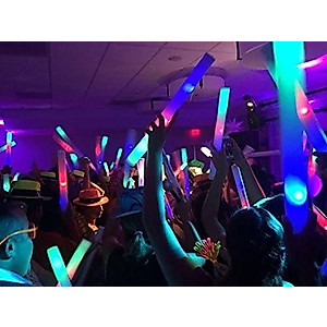 100 LED Foam Sticks Multi Color Flashing Glow Wands, Batons, Strobes - 3 Flashing Modes - Birthdays and Parties
