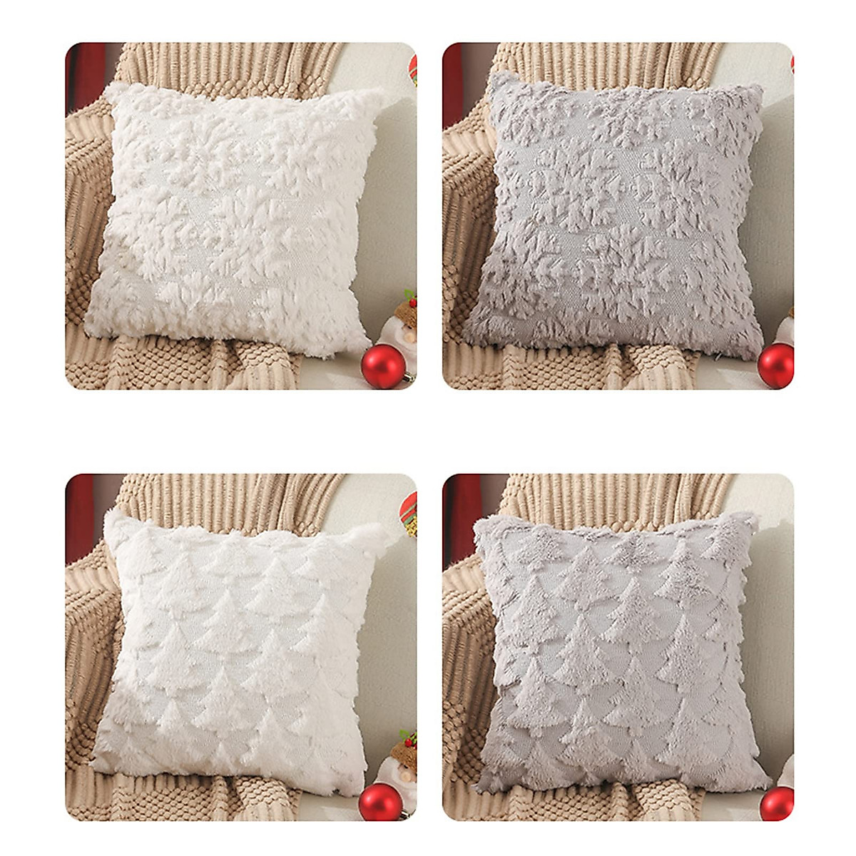 Scceatti Christmas Throw Pillow Covers with Zipper 18x18 Inch Square Farmhouse Pillow Cover Aesthetic Toss Theme New Pillowcases Protector for Couch Sofa Bed Living Room Home Decorations Gifts Decor