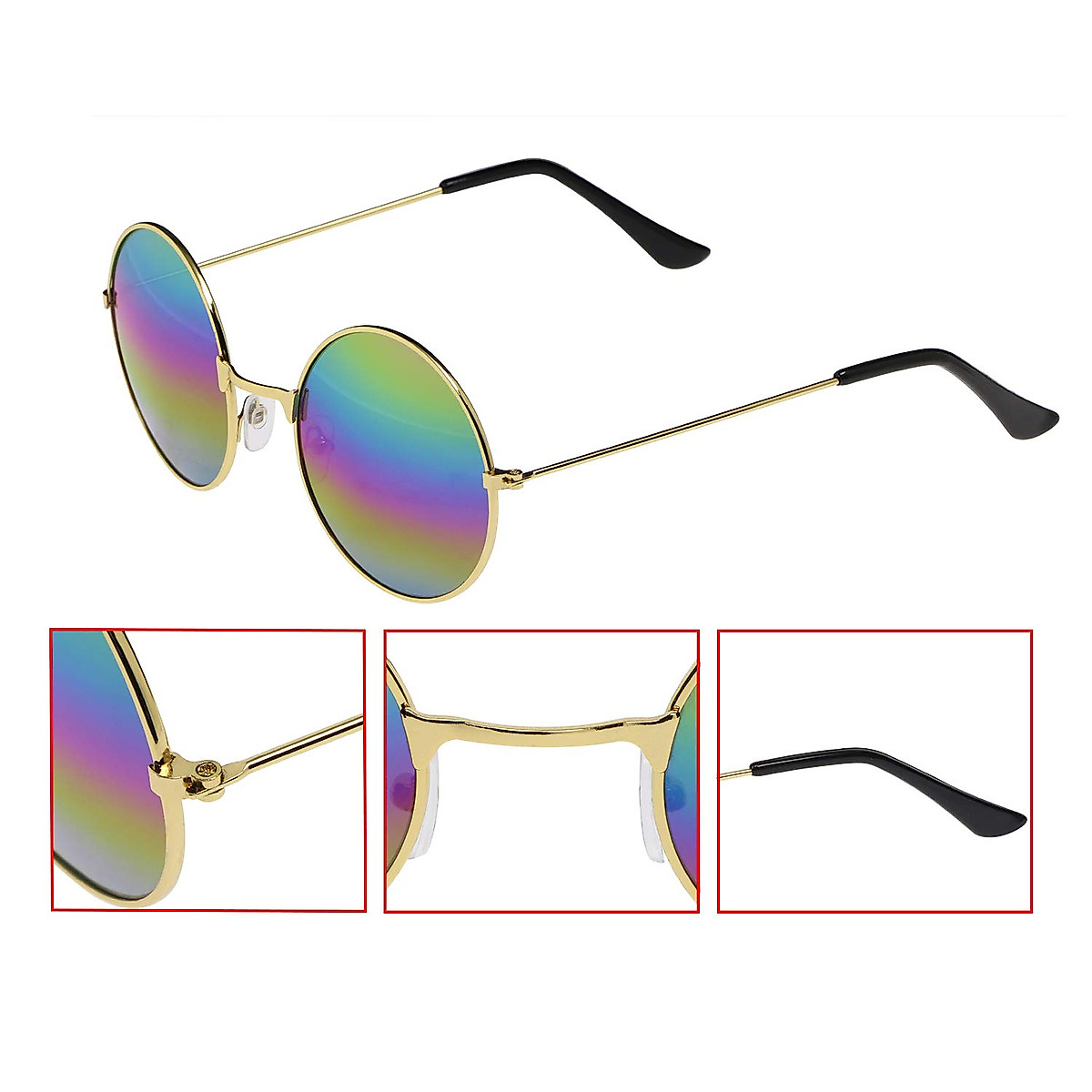PENTA ANGEL 2Pcs Colored Round Retro Sunglasses