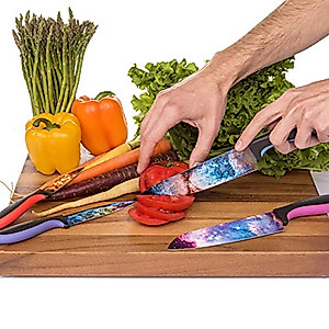 CHEF'S VISION Cosmos Knife Set Bundle With BEHOLD Wall-Mounted Magnetic Holder Silver