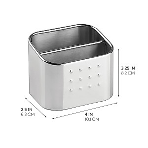 iDesign Forma Polished Stainless Steel Sink Organizer Set with Sponge and Scrubby - 3.1" x 4" x 3.1"