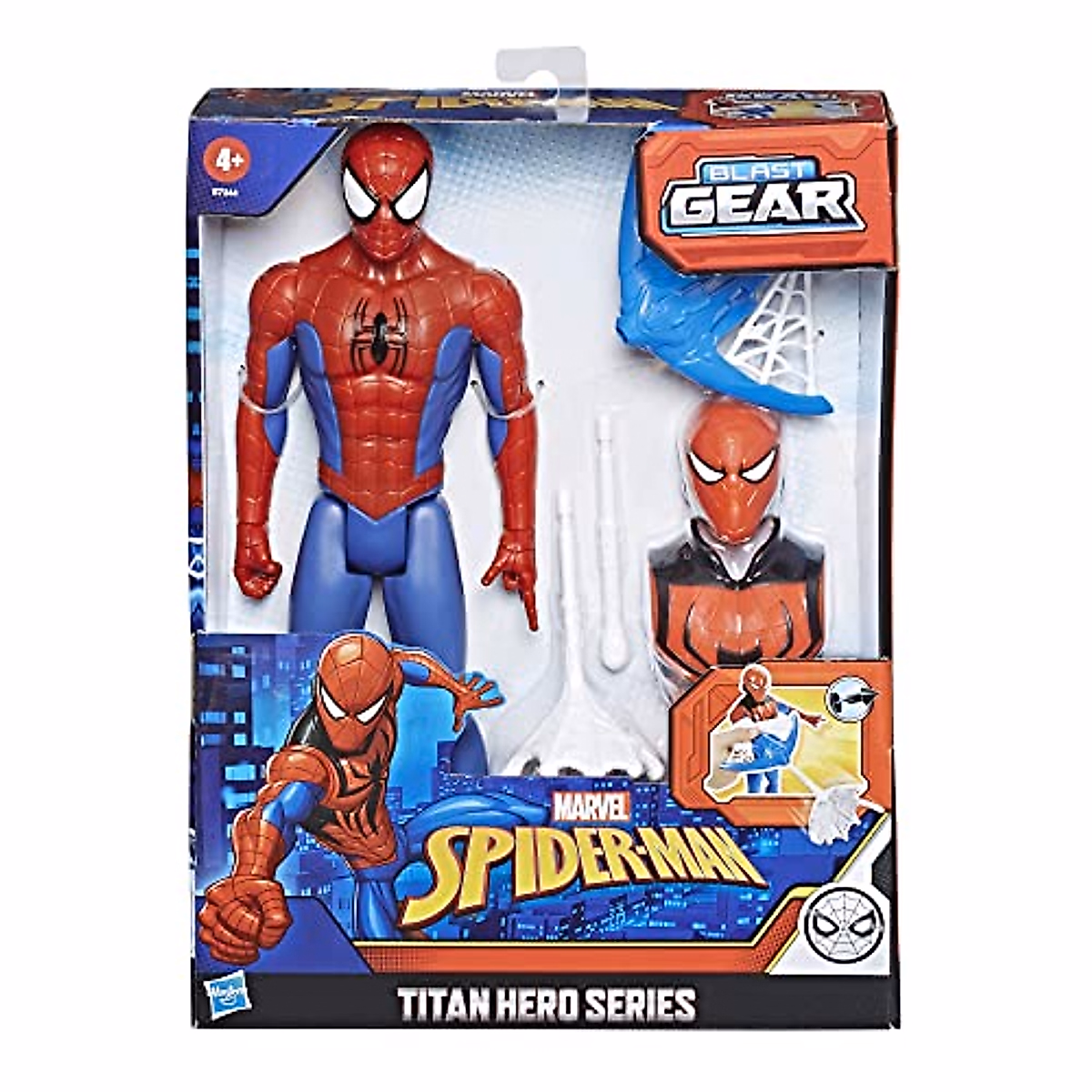 Spider-Man Marvel Titan Hero Series Blast Gear Action Figure Toy with Blaster, 2 Projectiles and 3 Armor Accessories, for Kids Ages 4 and Up