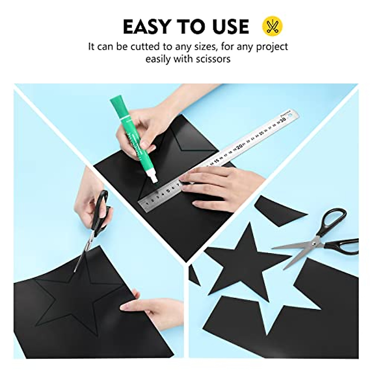 Magicfly Magnet Adhesive Sheets 8 x 10 Inch, 15 Pack Flexible Magnetic Sheets for Photos, Crafts and Die Storage, Easy Peel & Stick