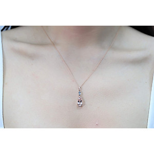 Gin & Grace 10K Rose Gold Genuine Morganite, Genuine Aquamarine with Natural Diamond (I1,I2) Pendant Necklace for Women